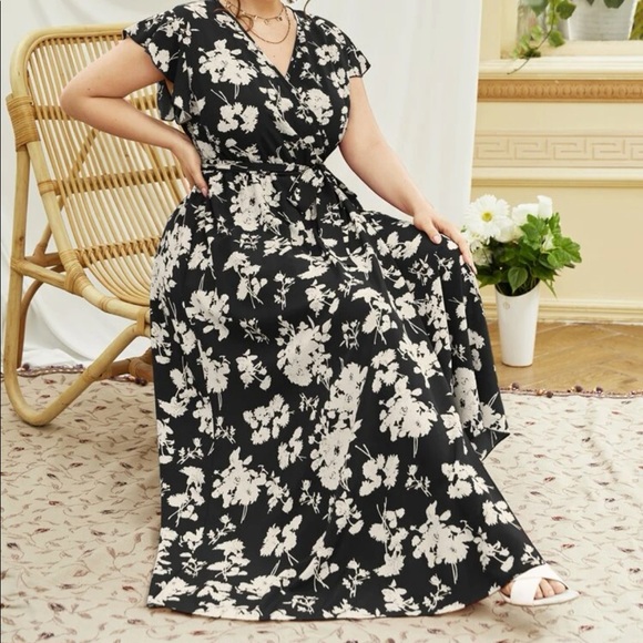 Dresses | Boho Floral Print Butterfly Sleeve Belted Maxi Dress | Poshmark